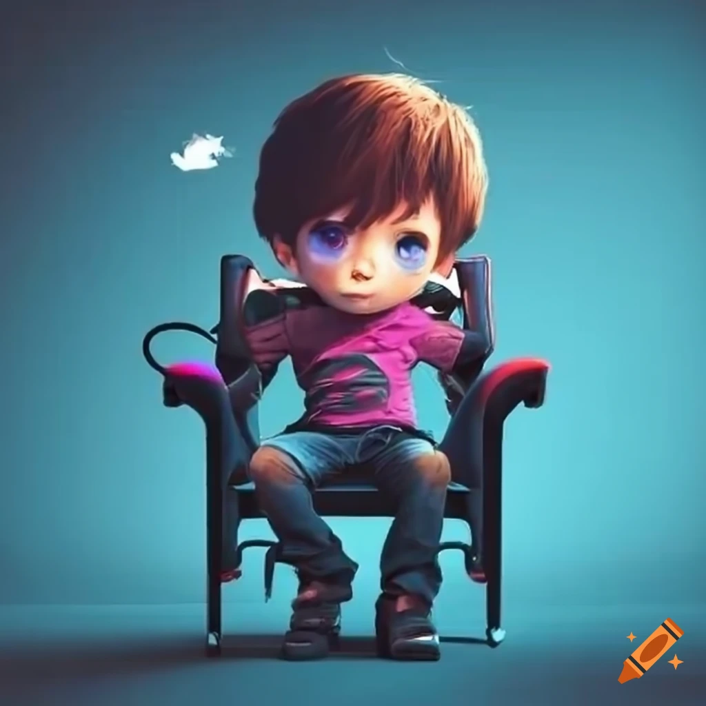 A boy with gaming chair
