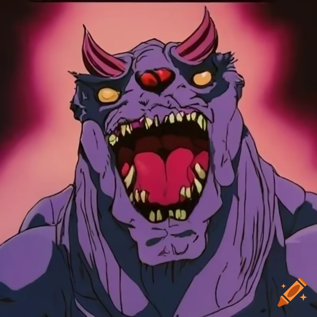 80-90's anime ova, monster beast on Craiyon