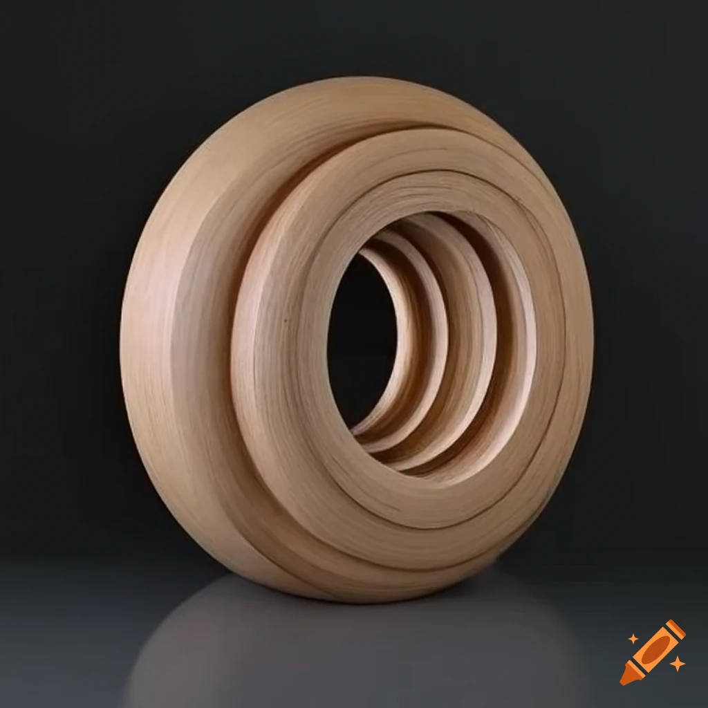 Beautiful torus-shaped sculpture carved from natural wood