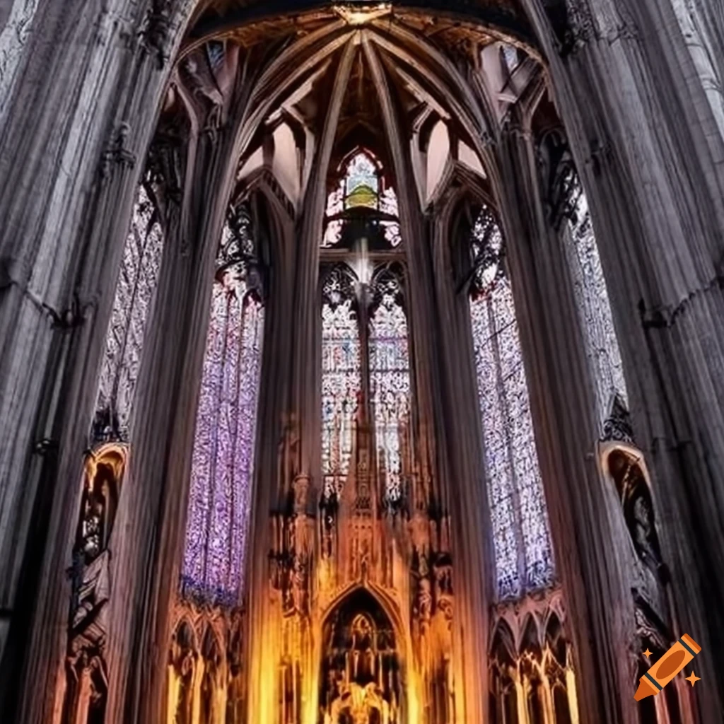 A stunning blend of modern and gothic architecture in a cathedral