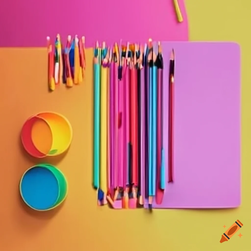 School supplies, bright colors on Craiyon