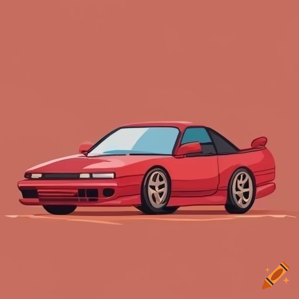 Nissan 240sx cartoon flat vector on Craiyon