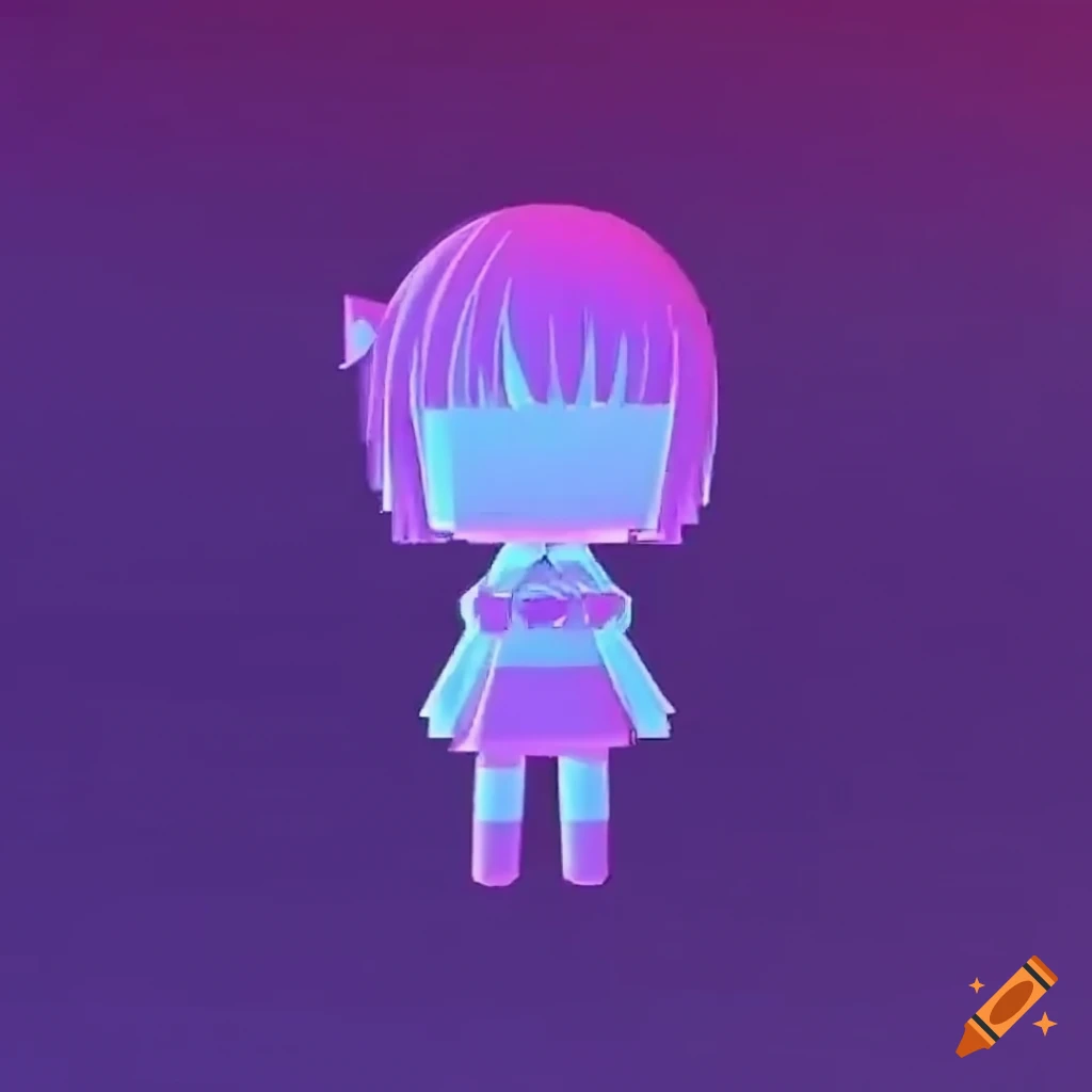 Retro anime 3d vaporwave, chibi, Anime girls, chibi style on Craiyon