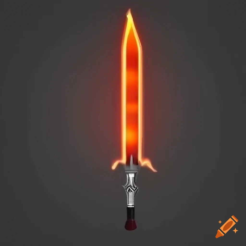 A fiery sword glowing with power on a dark backdrop on Craiyon