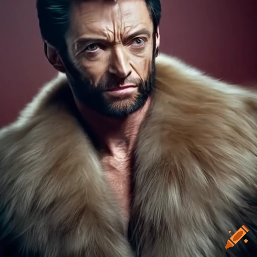 Hugh jackman as wolverine in fur and leather on Craiyon