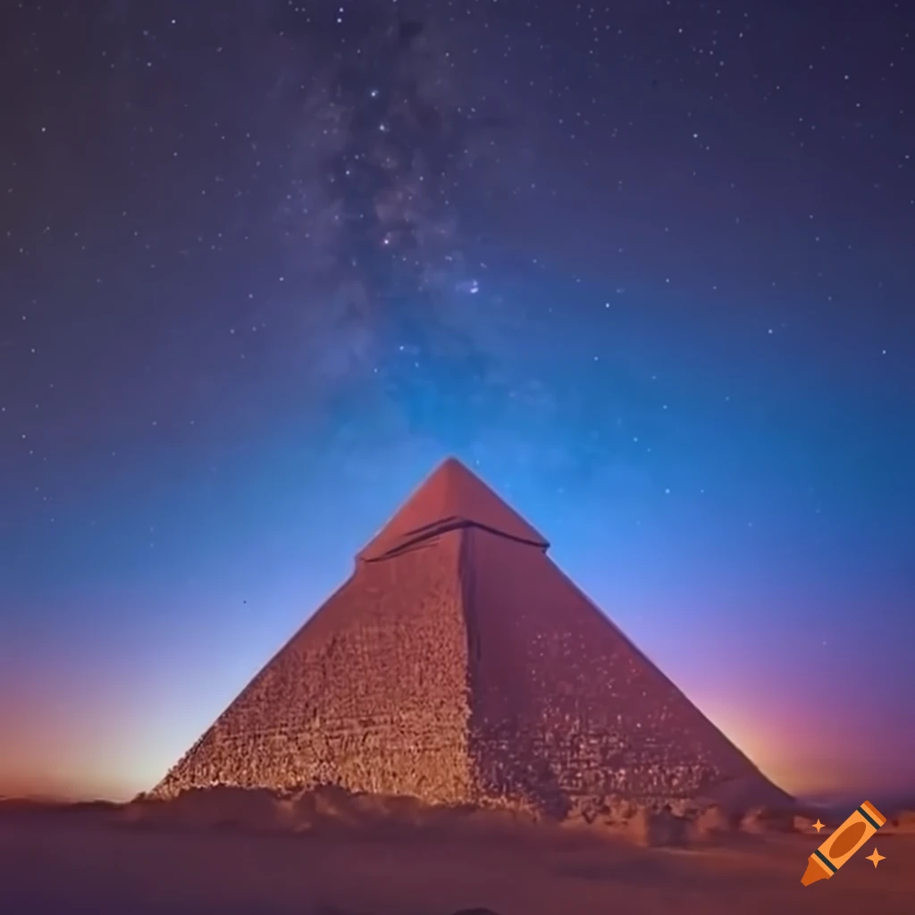 Rocket soaring over the great pyramid at sunset, milkyway in sky on Craiyon