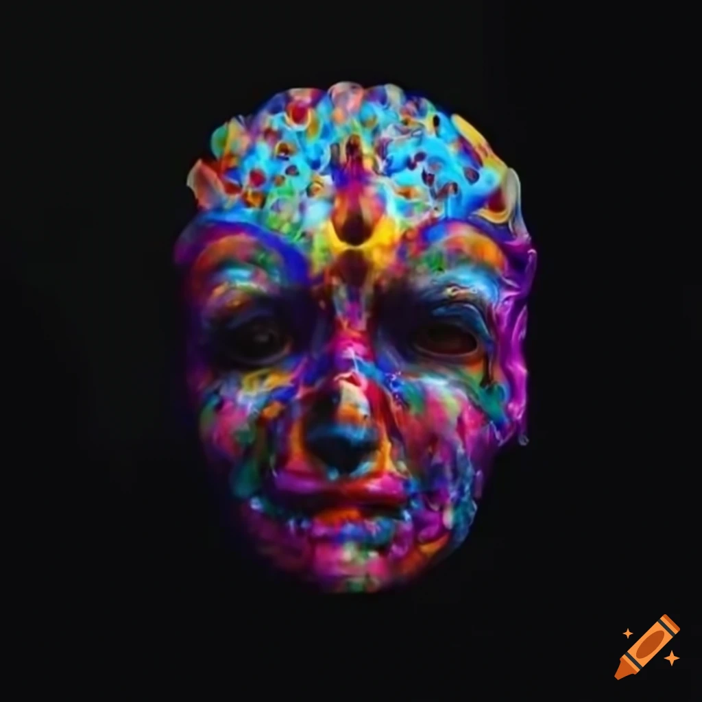 Trippy psychedelic spooky face influenced by beetroot on Craiyon