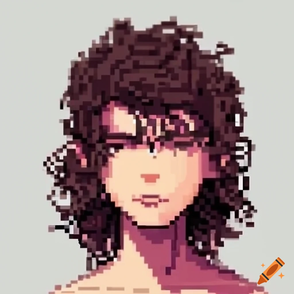 Guy with messy hair pixel art on Craiyon