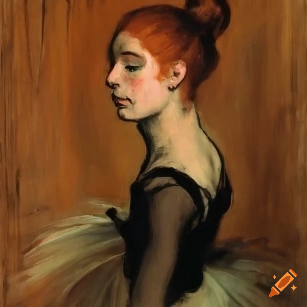 Degas painting of a red haired ballerina