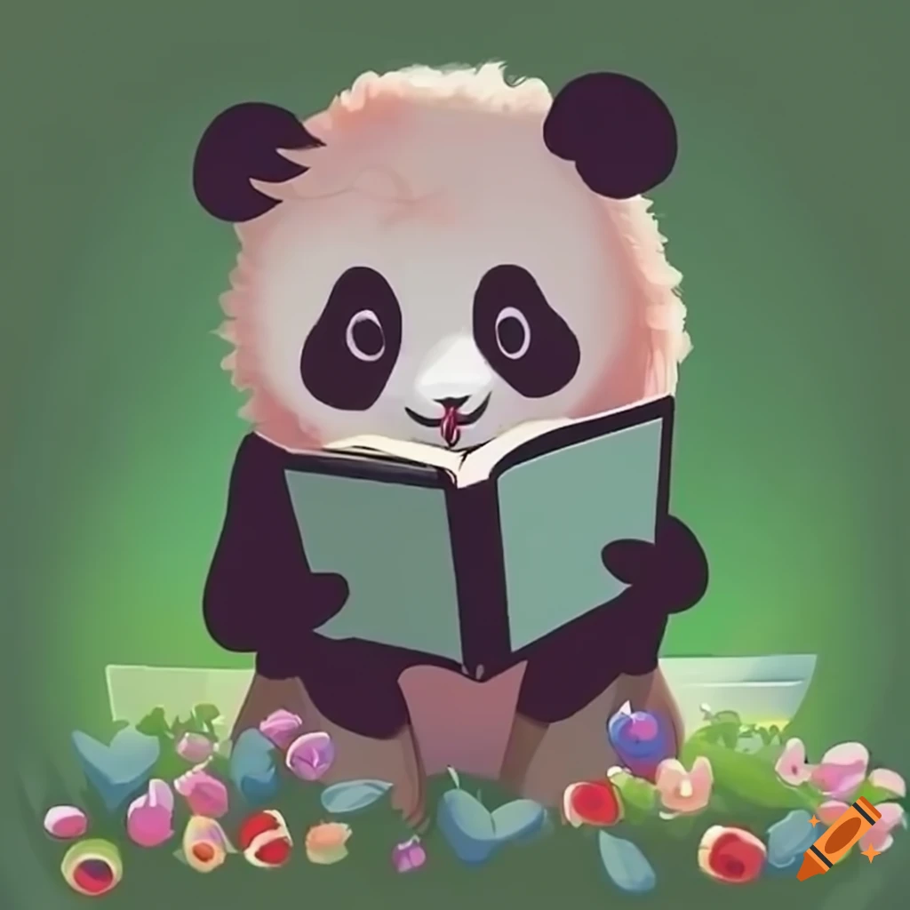 Panda reading a grammar book