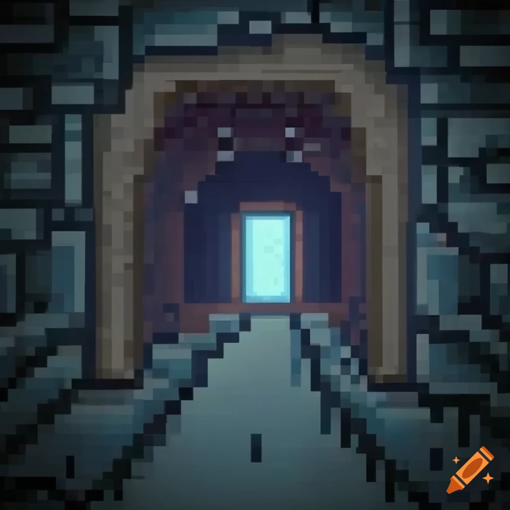 Pixelated mine entrance on Craiyon