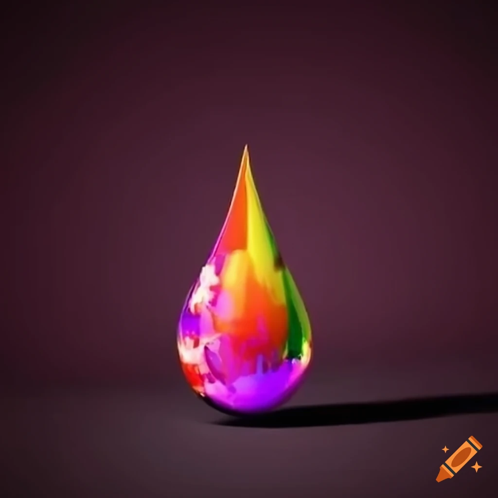 One drop of seven shiny colors mixed together on Craiyon
