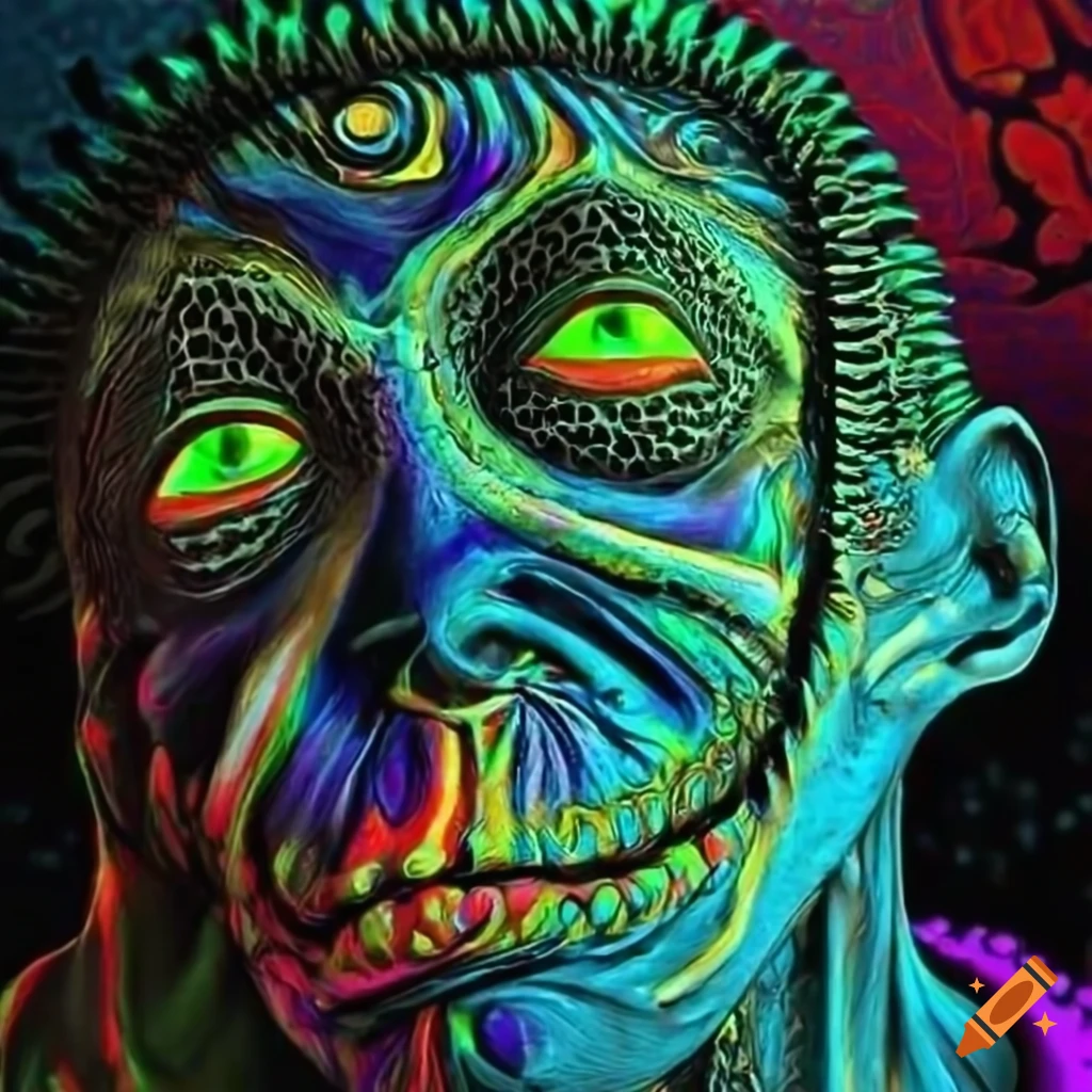 Trippy psychedelic strange humanoid on Craiyon
