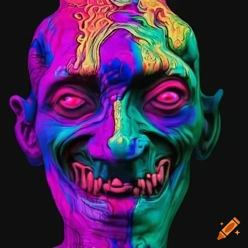 Trippy psychedelic freak humanoid on Craiyon