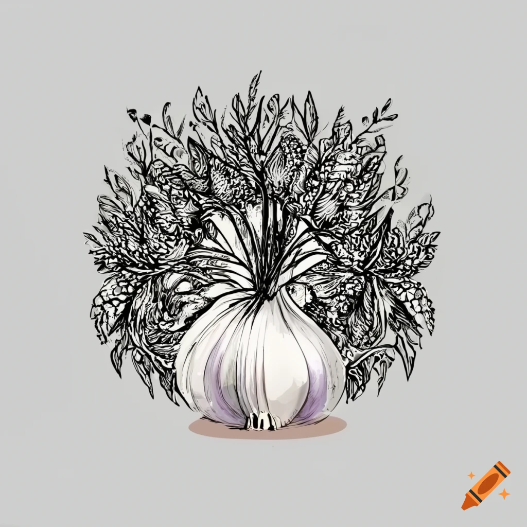 Vector illustration of a wreath of garlic on white background
