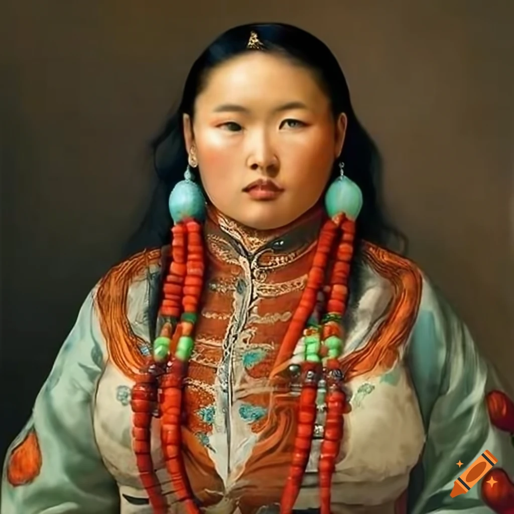 Exotic and gorgeous mongolian woman with green eyes and high cheek ...