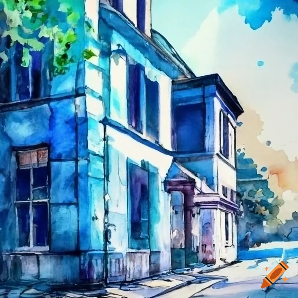 Art architecture blue tone on Craiyon