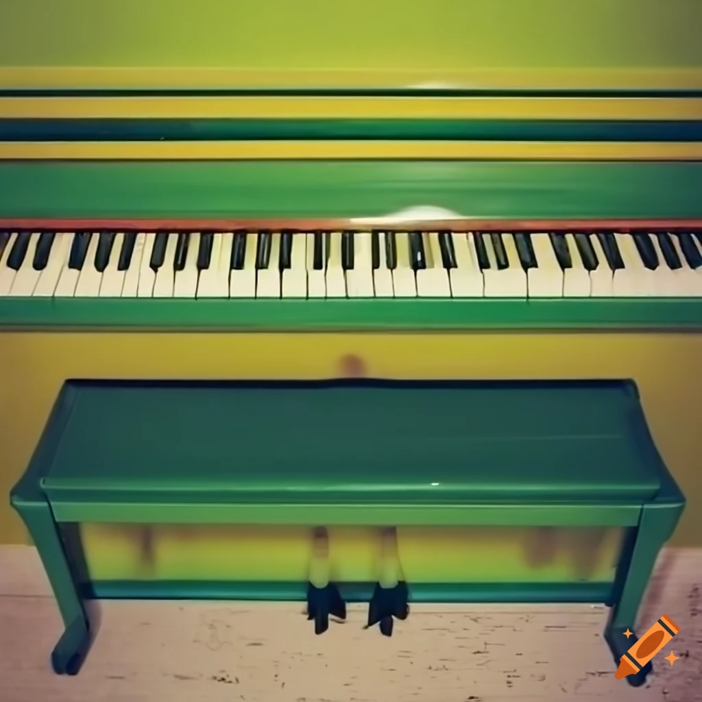 Green and yellow piano on Craiyon