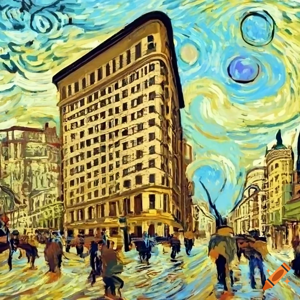 Flatiron building in the style of van gogh