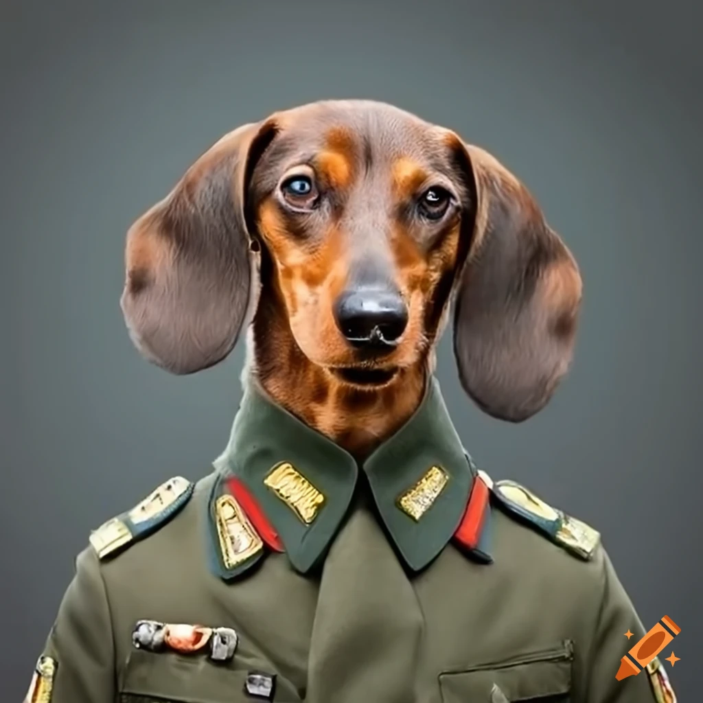 High resolution Hyperrealistic Dachshund in a german uniform on Craiyon