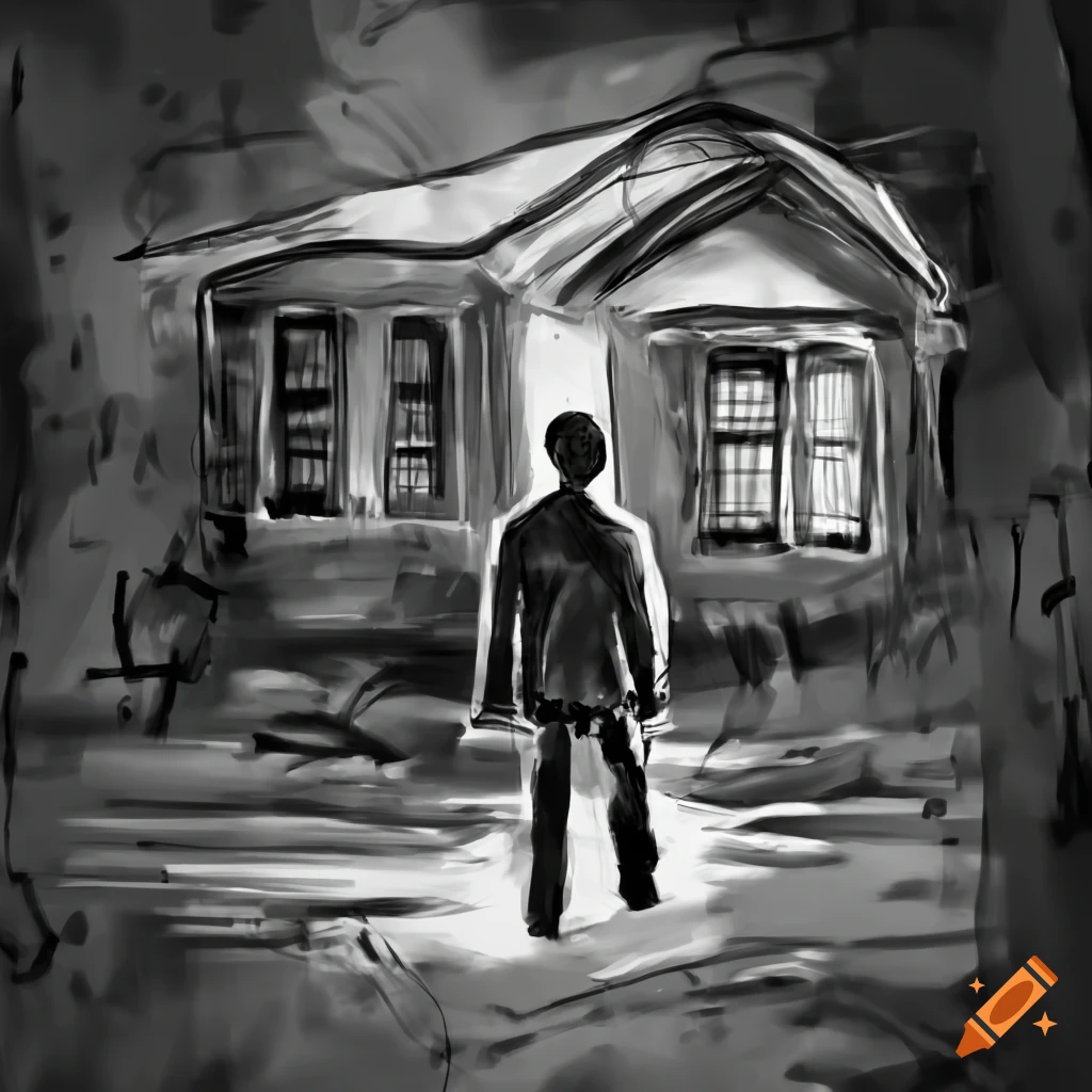 Man walking into a house on Craiyon