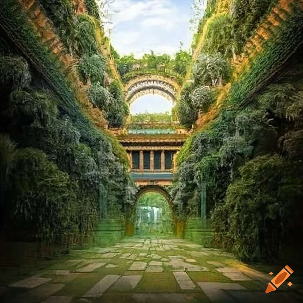 The hanging gardens of babylon in ancient style