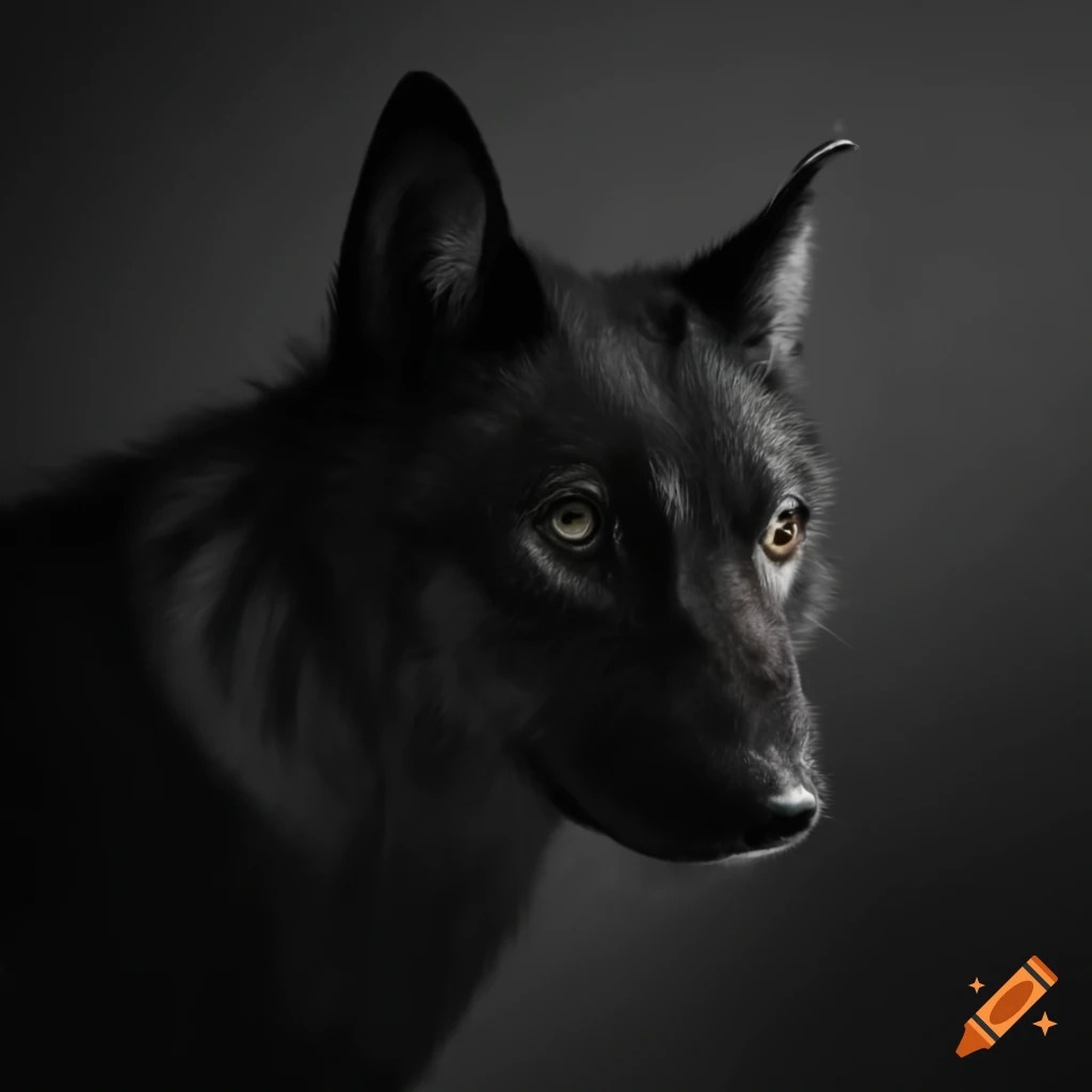 Anthrophomorphic black wolf on Craiyon