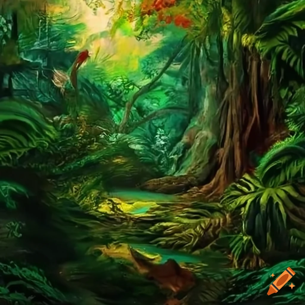 Dense jungle teeming with hidden wildlife