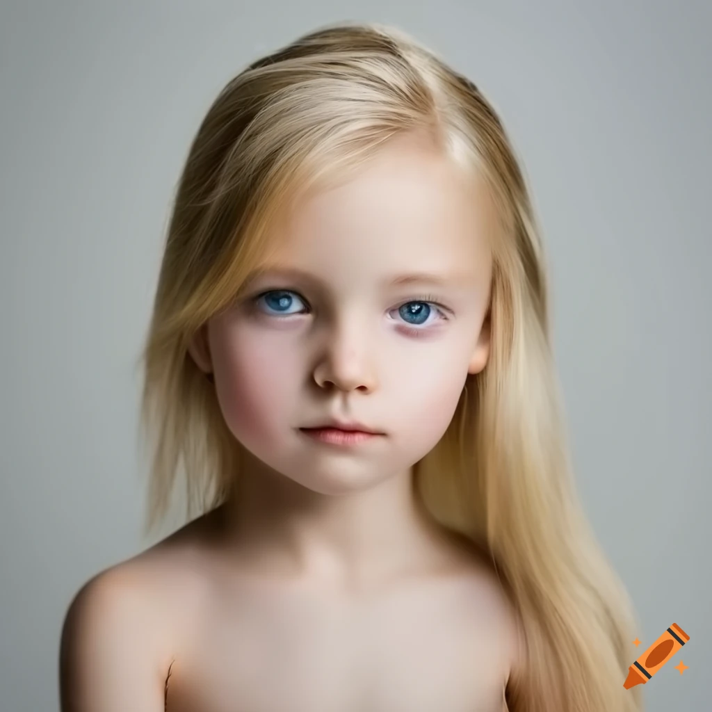 WHITE BACKGROUND KIDS HAIR BLONDE , portrait, hyper realistic sharp ...