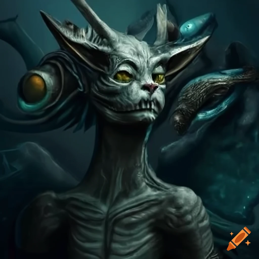 Humanoid alien cat king on Craiyon