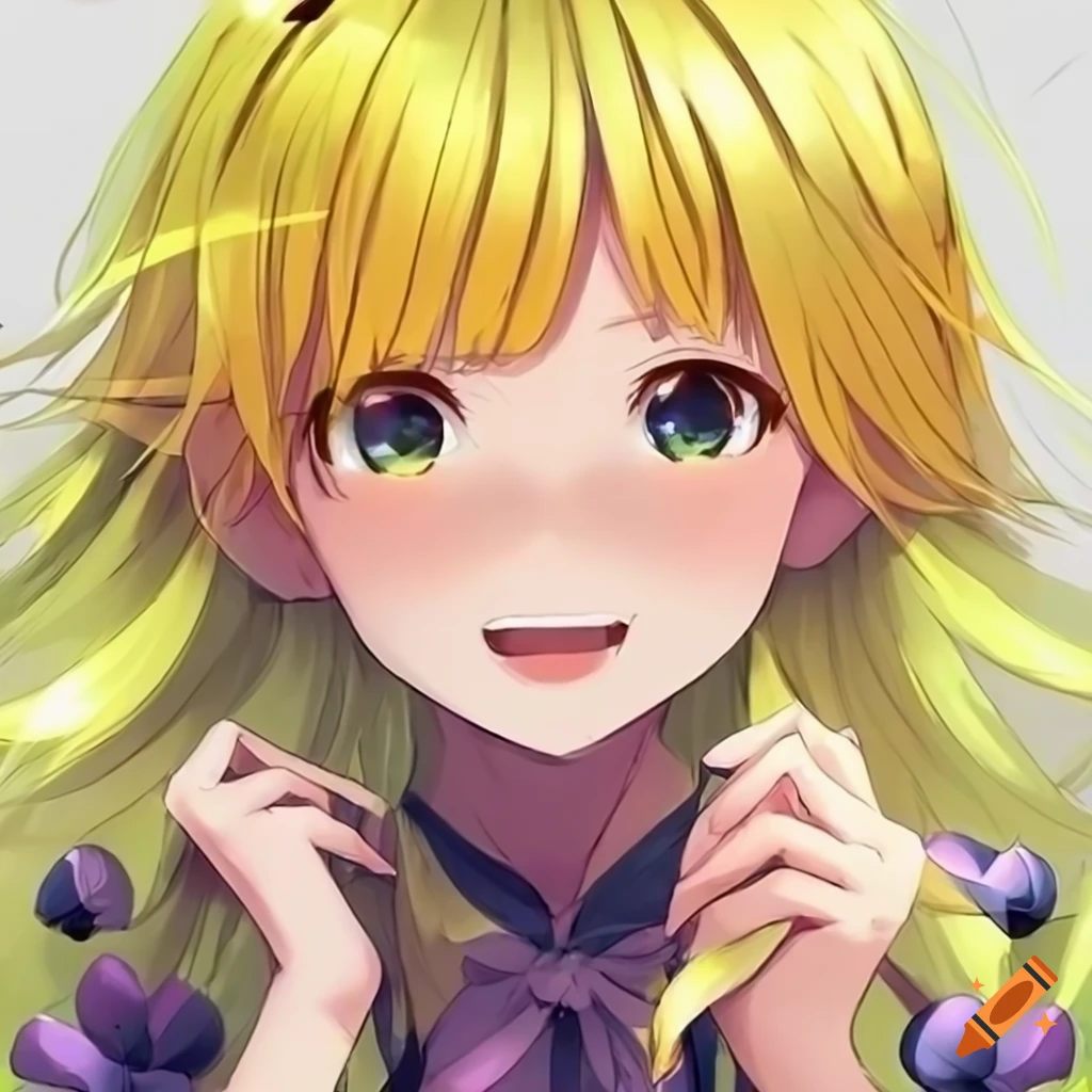 Anime girl with yellow hair and chick