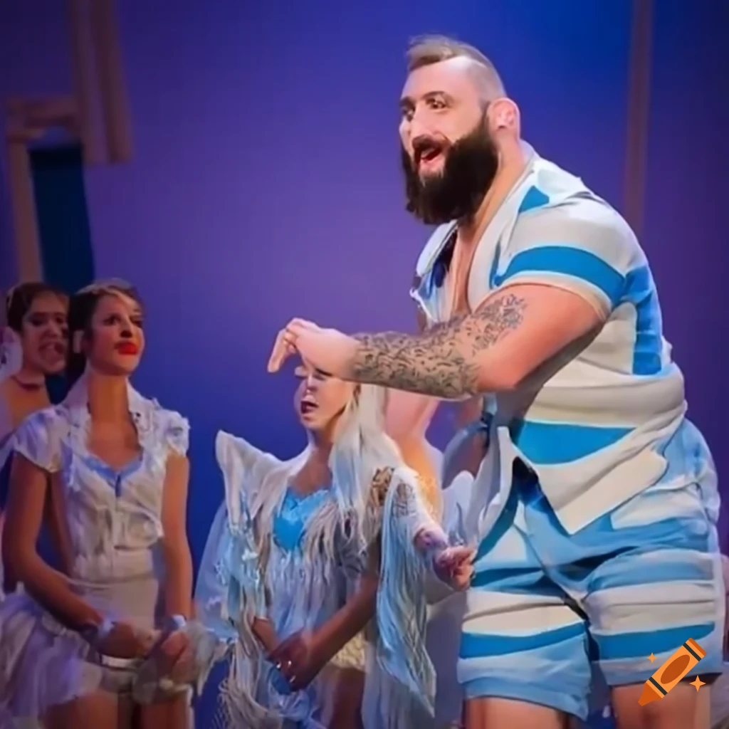 Joe marler in the musical mamma mia on Craiyon