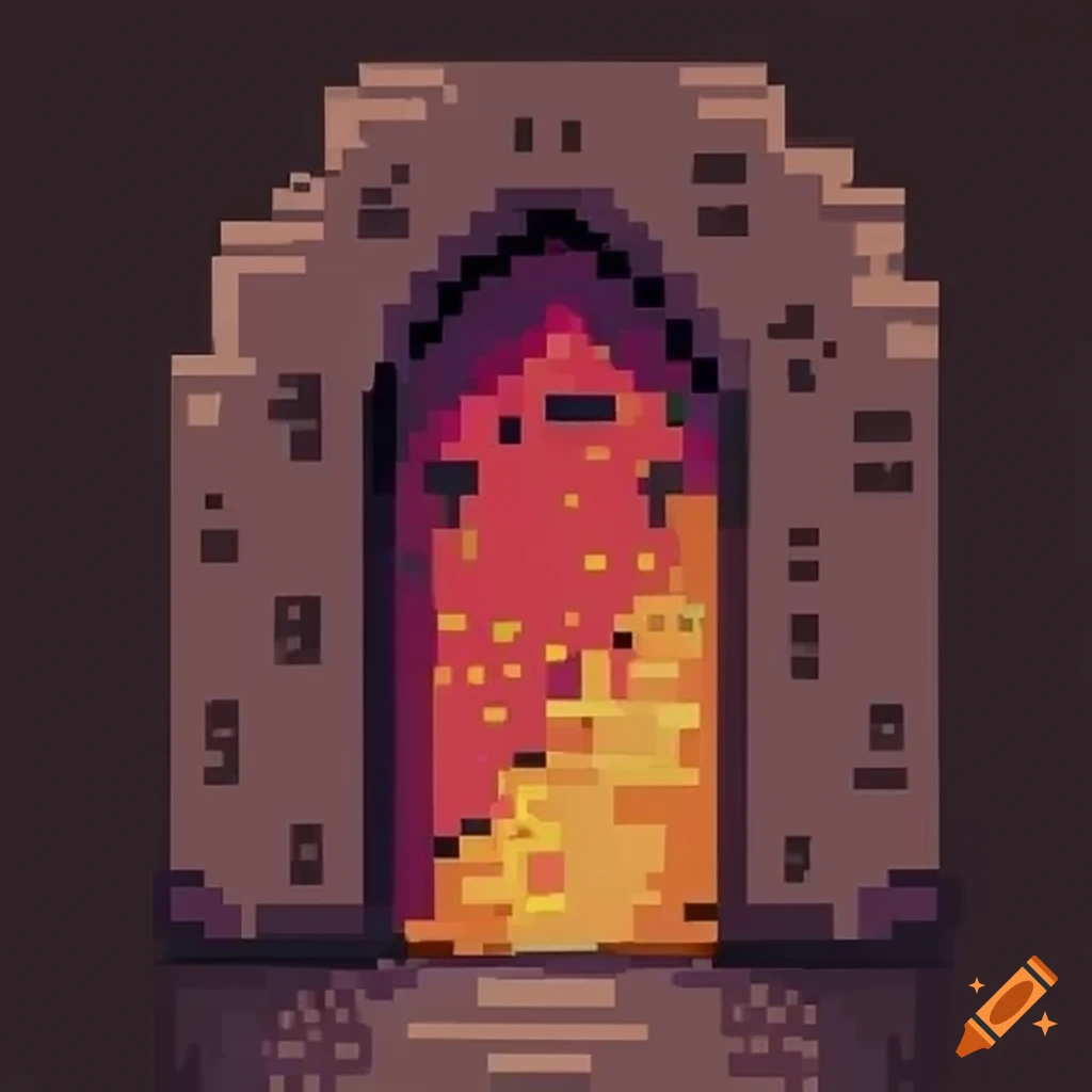 Pixelated castle door