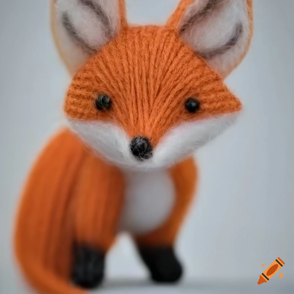 Tiny cute 3d felt fiber toy fox, made of yarn on Craiyon