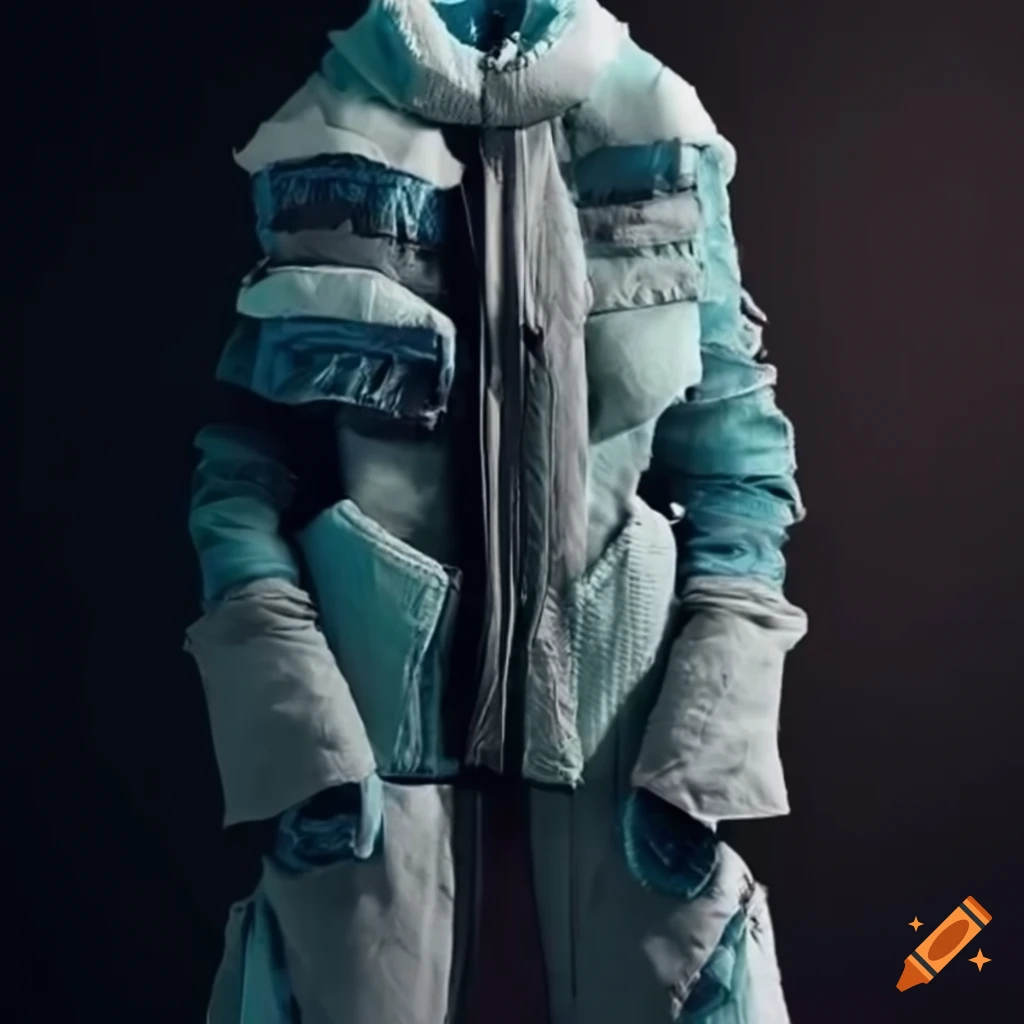 Deconstructed skiwear made from fabric manipulations on Craiyon