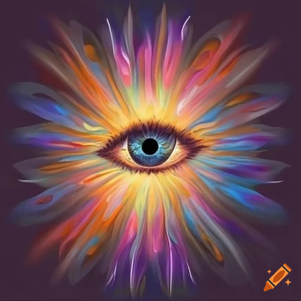 A mystical eye with rays of light