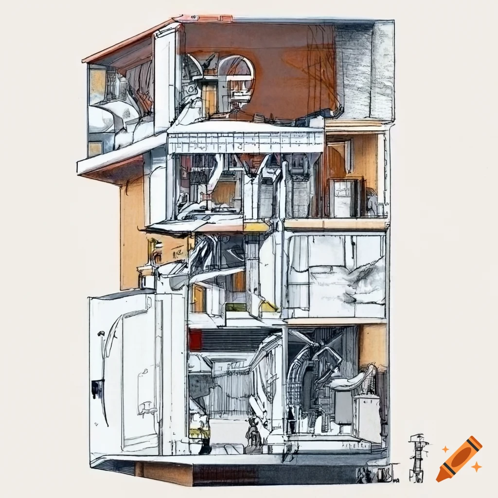Technical drawing cutaway