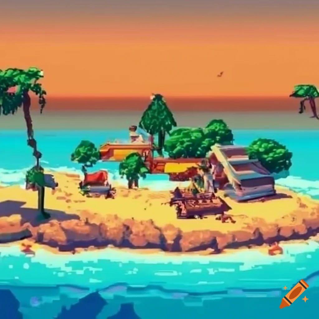 A beach like in a 16 bit video game on Craiyon