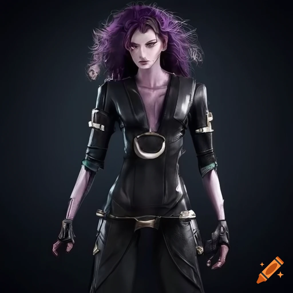 Astral blade dancer, black leather suit with belts