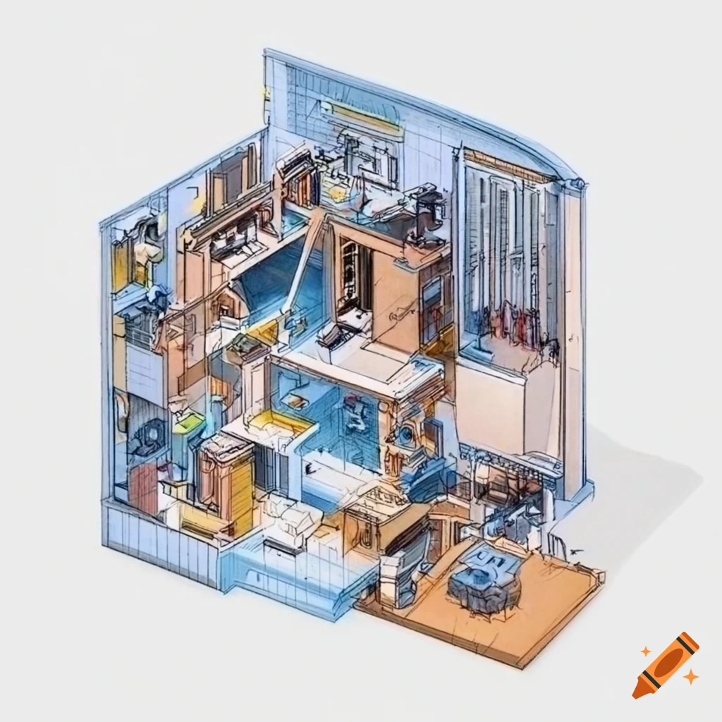Technical drawing cutaway