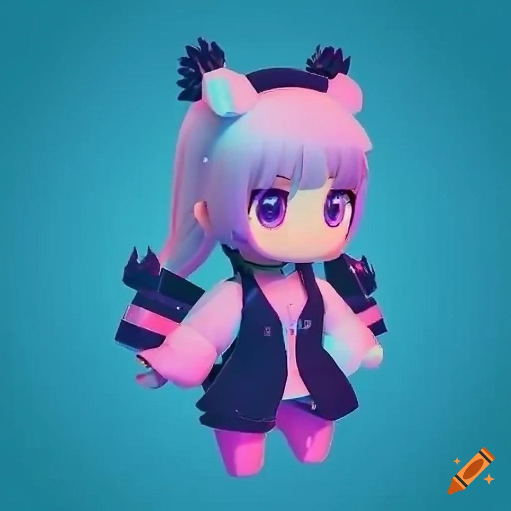 3d retro chibi vaporwave anime, girls, chibi style, kawaii on Craiyon