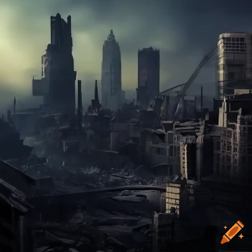 Destroyed city on Craiyon