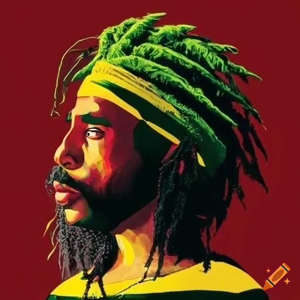 Depiction of reggae music in the style of 2000’s counter culture poster ...