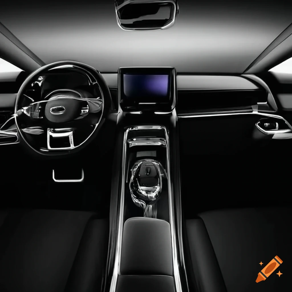 Sleek and modern black SUV interior with futuristic features on Craiyon
