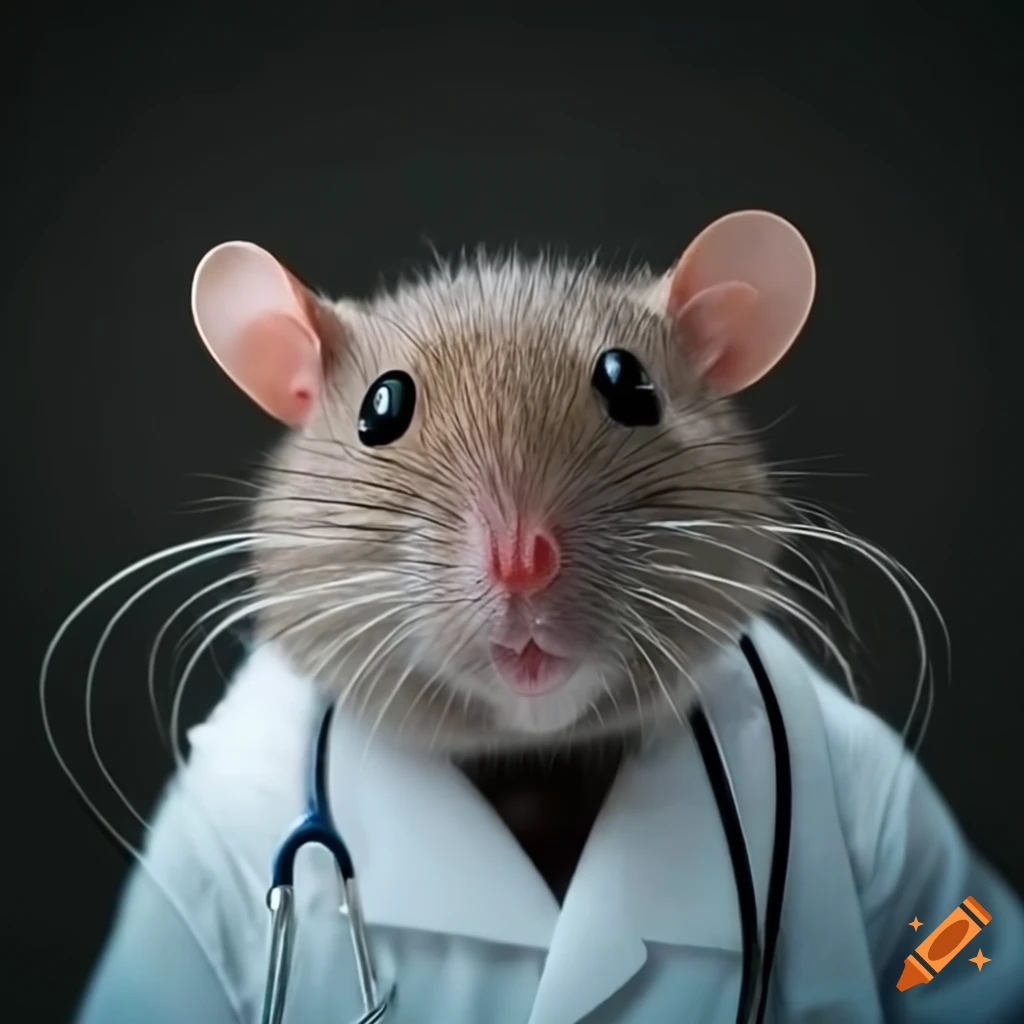 A laboratory rat wearing a doctor's coat and stethoscope on Craiyon