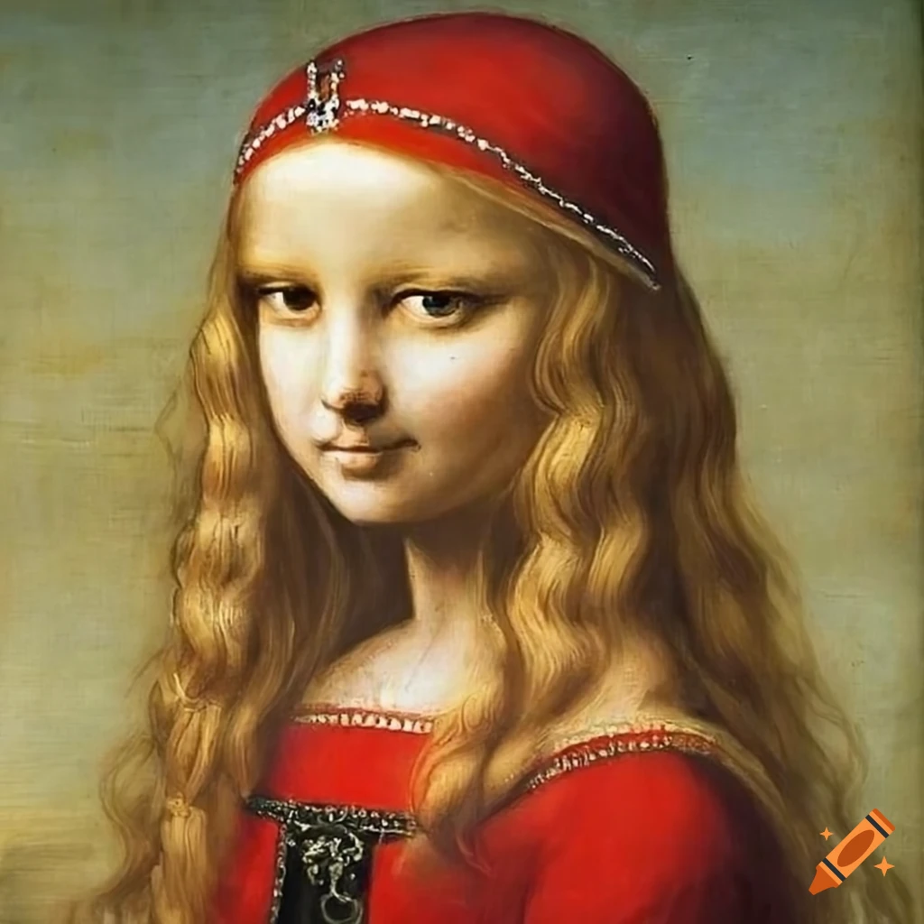 Leonardo da vinci painting of a girl with long blond hair and bangs ...