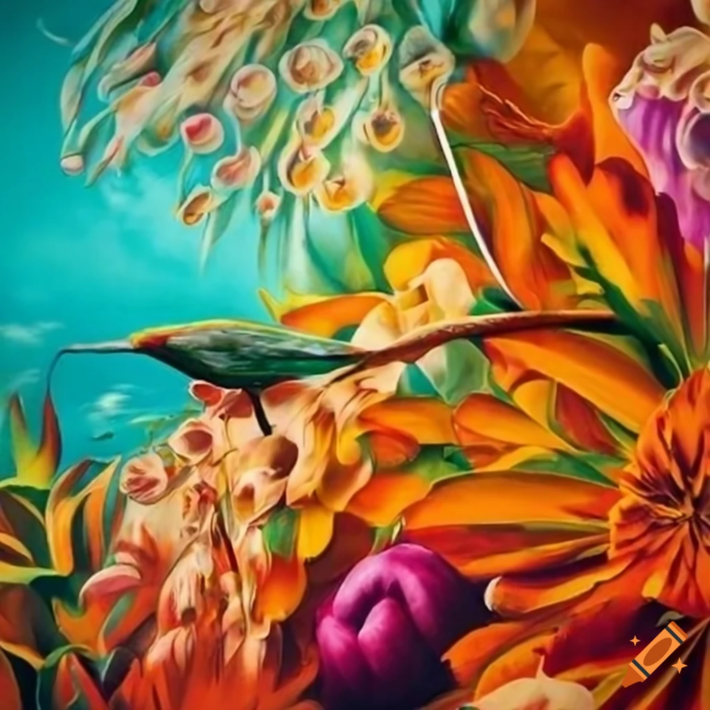 Beautiful seeds mural on Craiyon