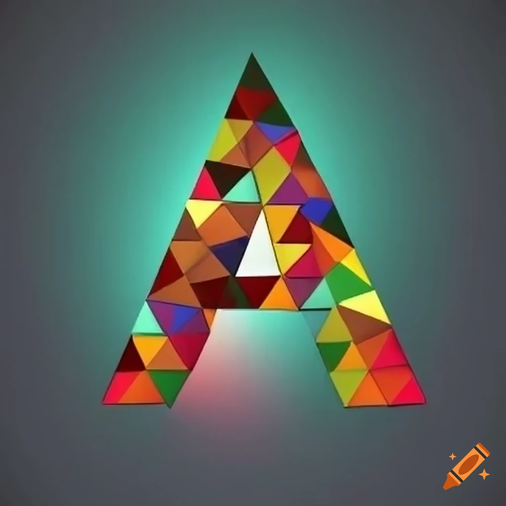Letter a created with colorful small triangles on Craiyon