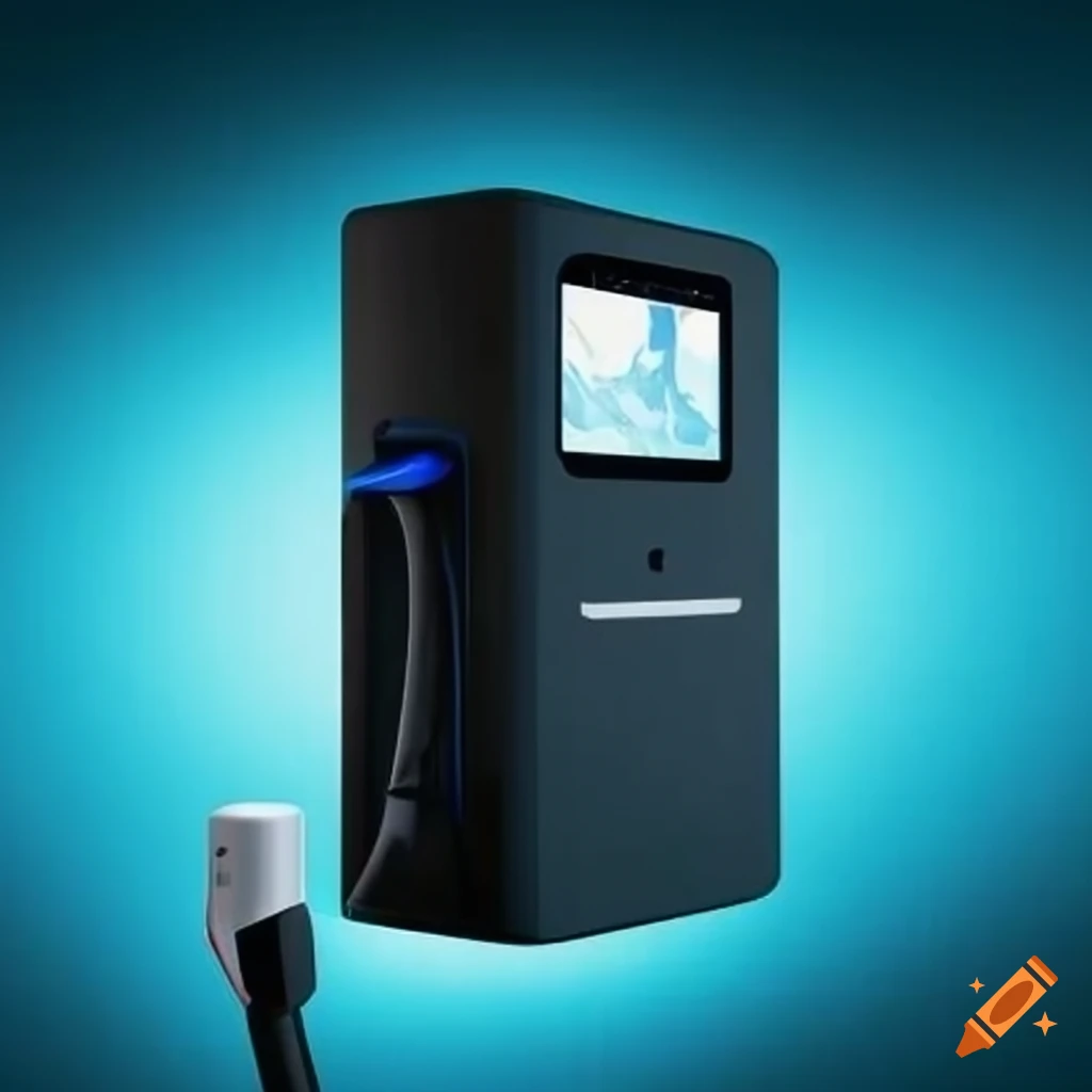 A compact, wallbox plastic ev charging station with a very small ...