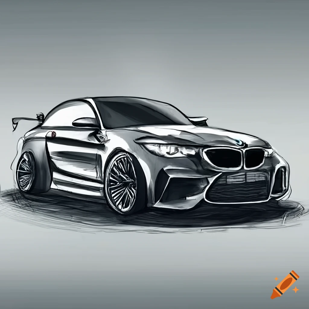 Bmw m2 sketch white background